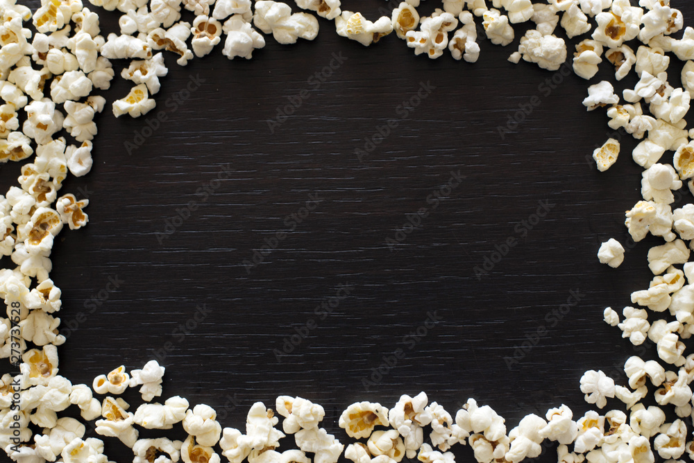 popcorn texture top view with space for text. pattern of popcorn close ...