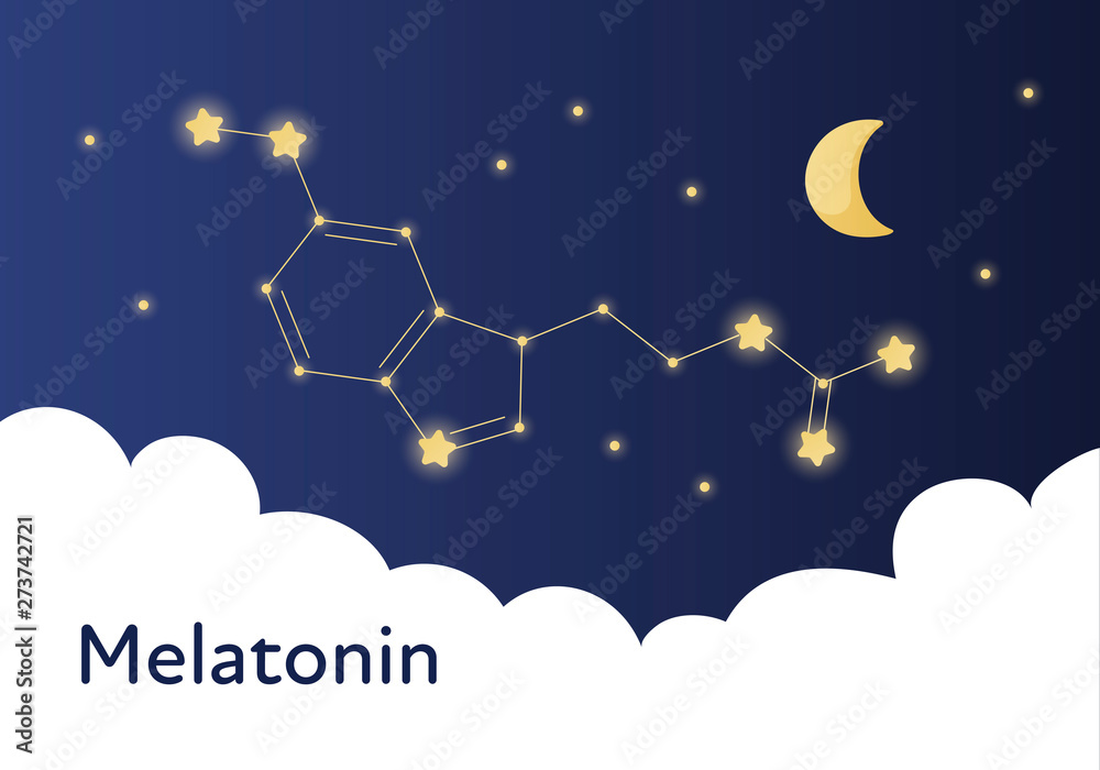 Vector modern melatonin treatment banner template. Blue gradient night ...