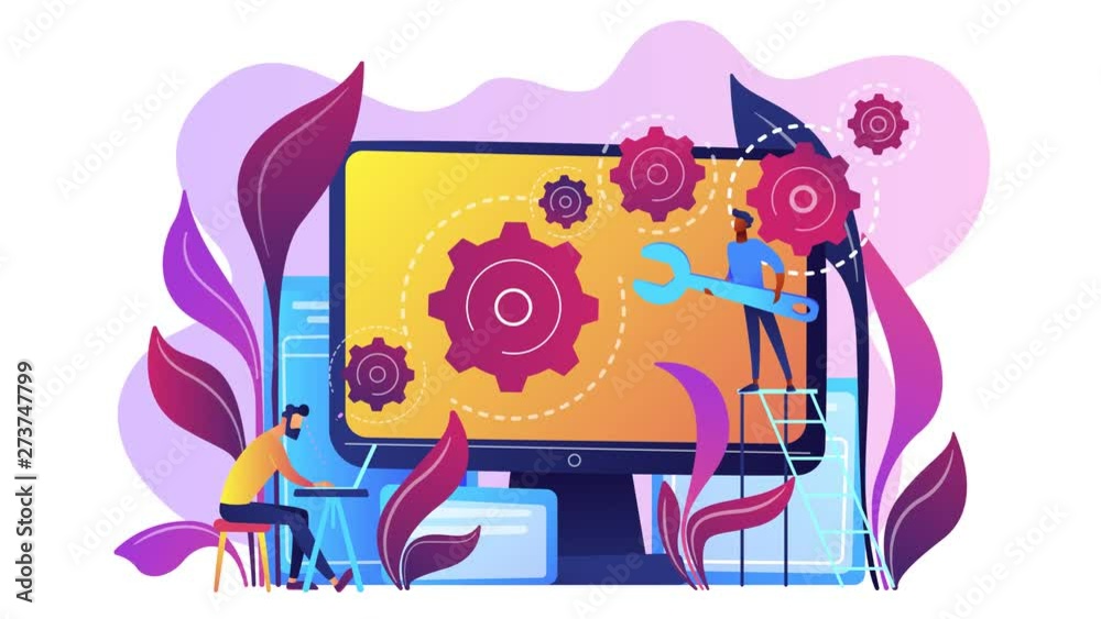 Software development process, back-end concept loop animation isolated ...