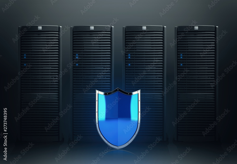 Concept of safety in a data center room with database server Stock ...