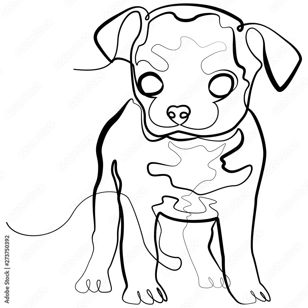 Puppy one line drawing. Line Art Baby Dog Vector Illustration Stock ...