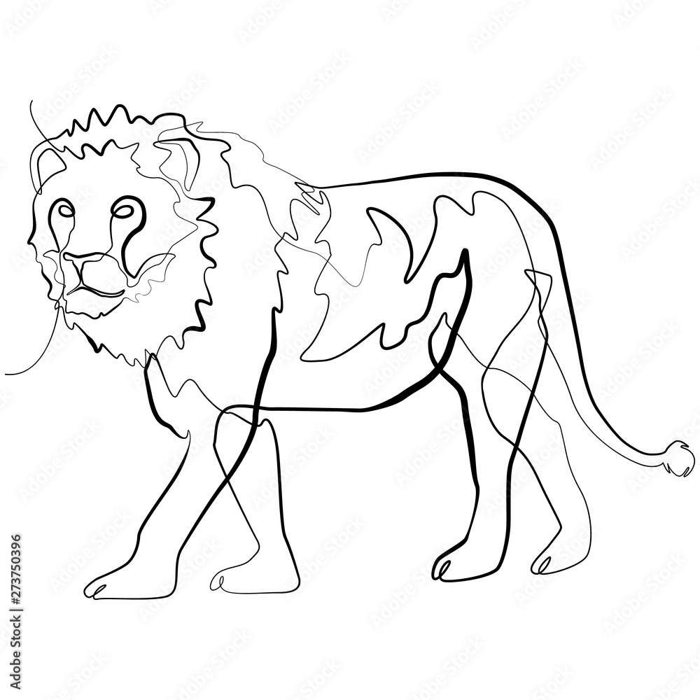 Lion one line drawing. Line Art Animal Vector Illustration Stock Vector ...