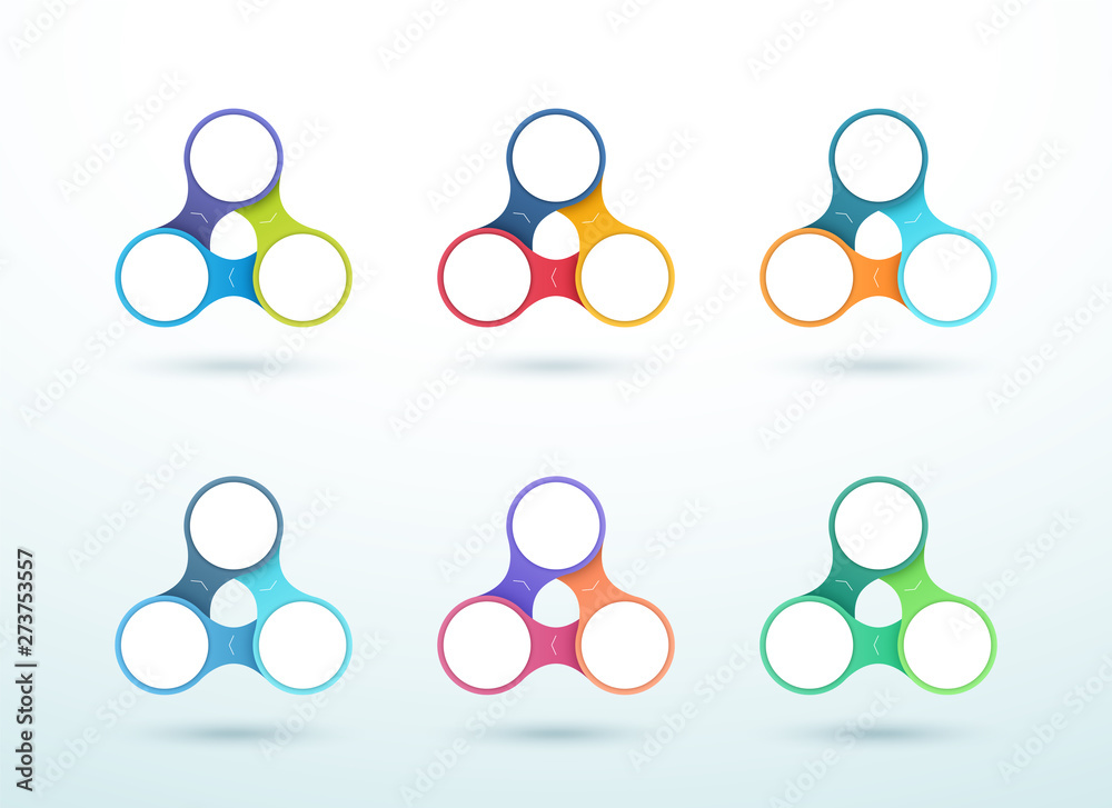 3 Point Connected Circles Cycle Diagram Set Stock Vector | Adobe Stock