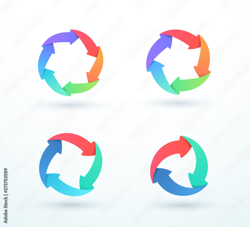 Arrow Round Cycle Business Diagram Vector Set Stock Vector | Adobe Stock