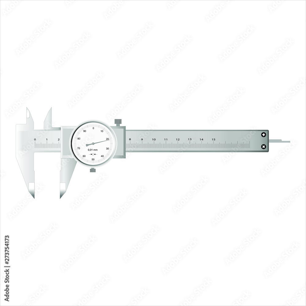 Caliper circular scale on white background.Vector illustration Stock ...