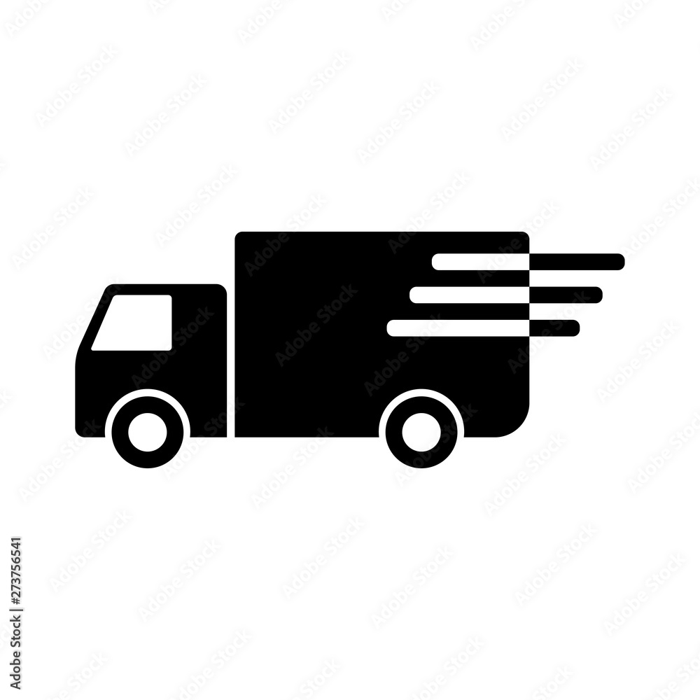 Delivery truck icon. Black silhouette. Vector drawing. Side view ...