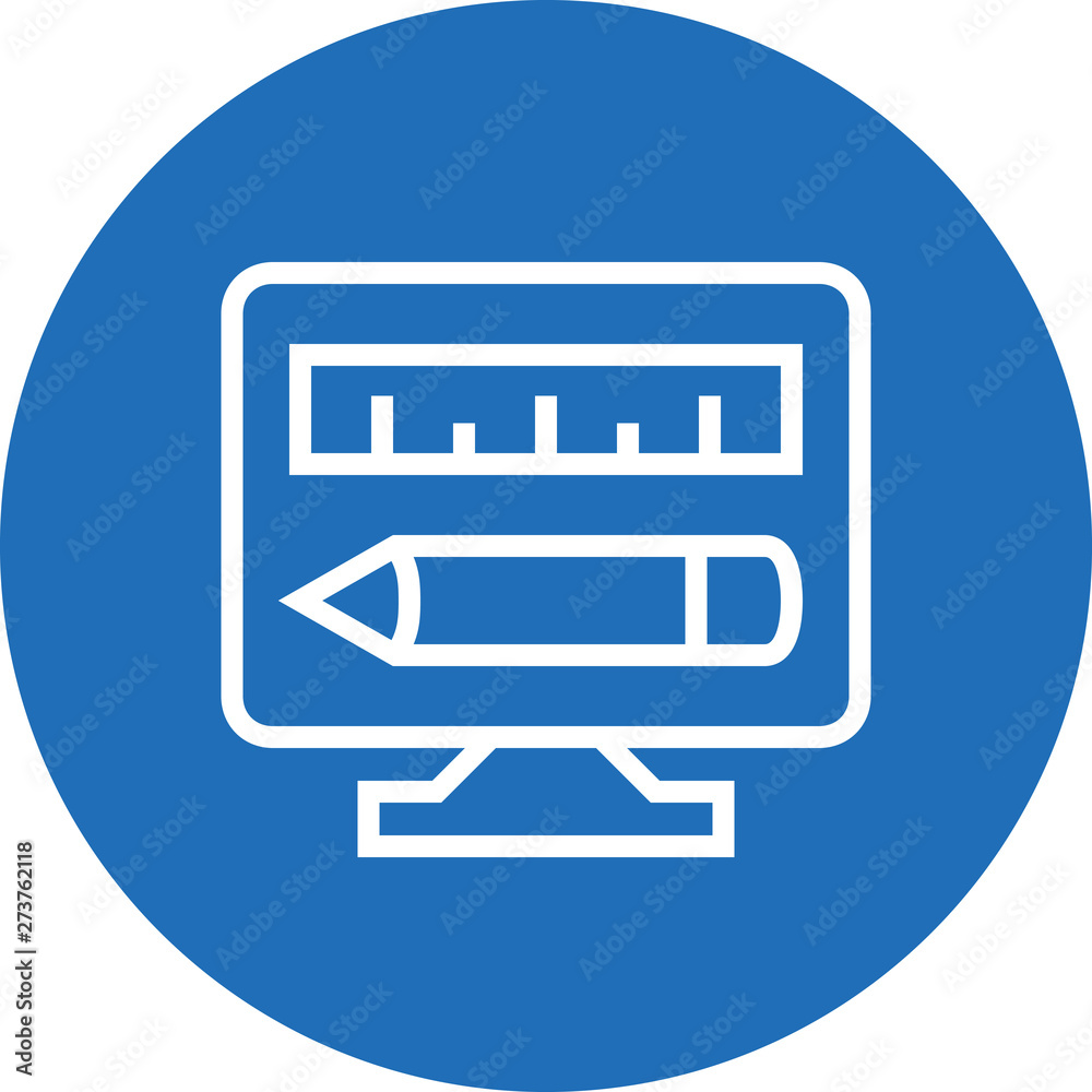 CAD Computer Design Outline Icon Stock Vector | Adobe Stock