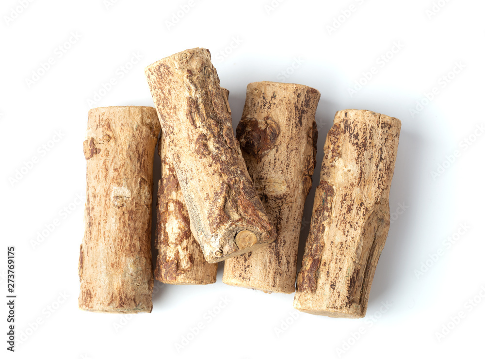 .Thanaka wood isolated on white background The Tanaka is popular with ...
