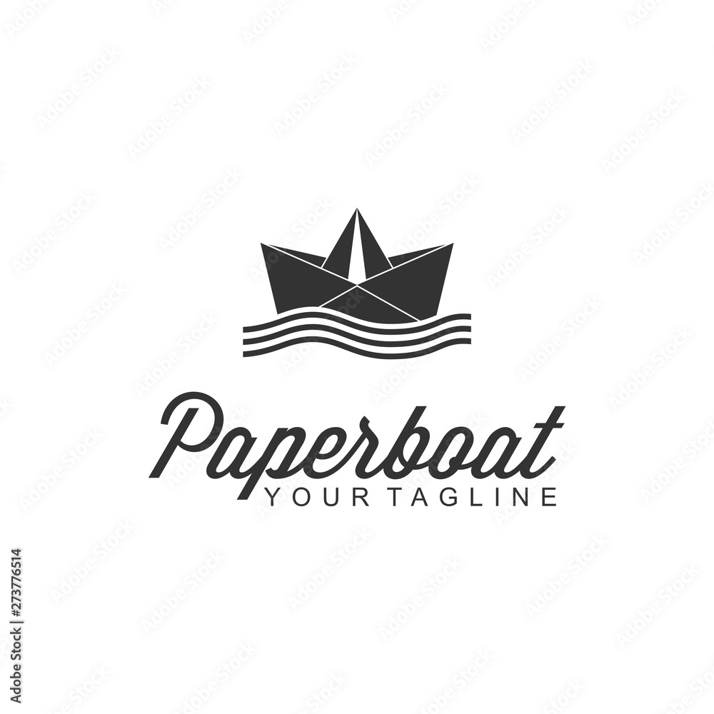 paper boat logo design Stock Vector | Adobe Stock