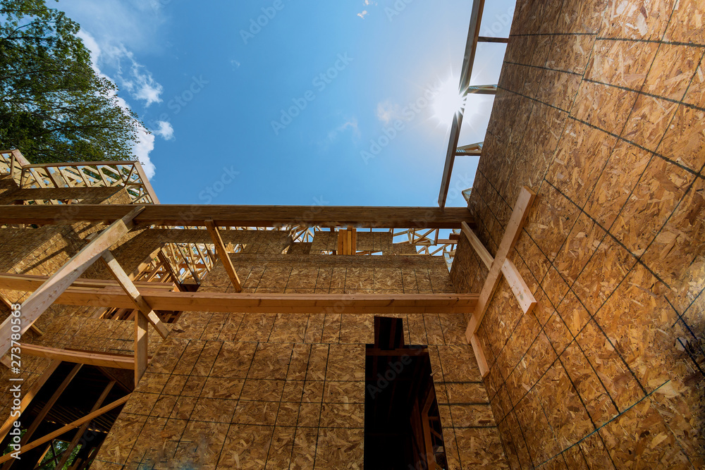 Building construction, wood framing structure at new property ...