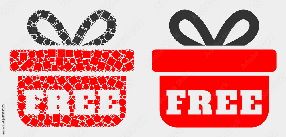 Dotted and flat free gift icons. Vector mosaic of free gift constructed ...