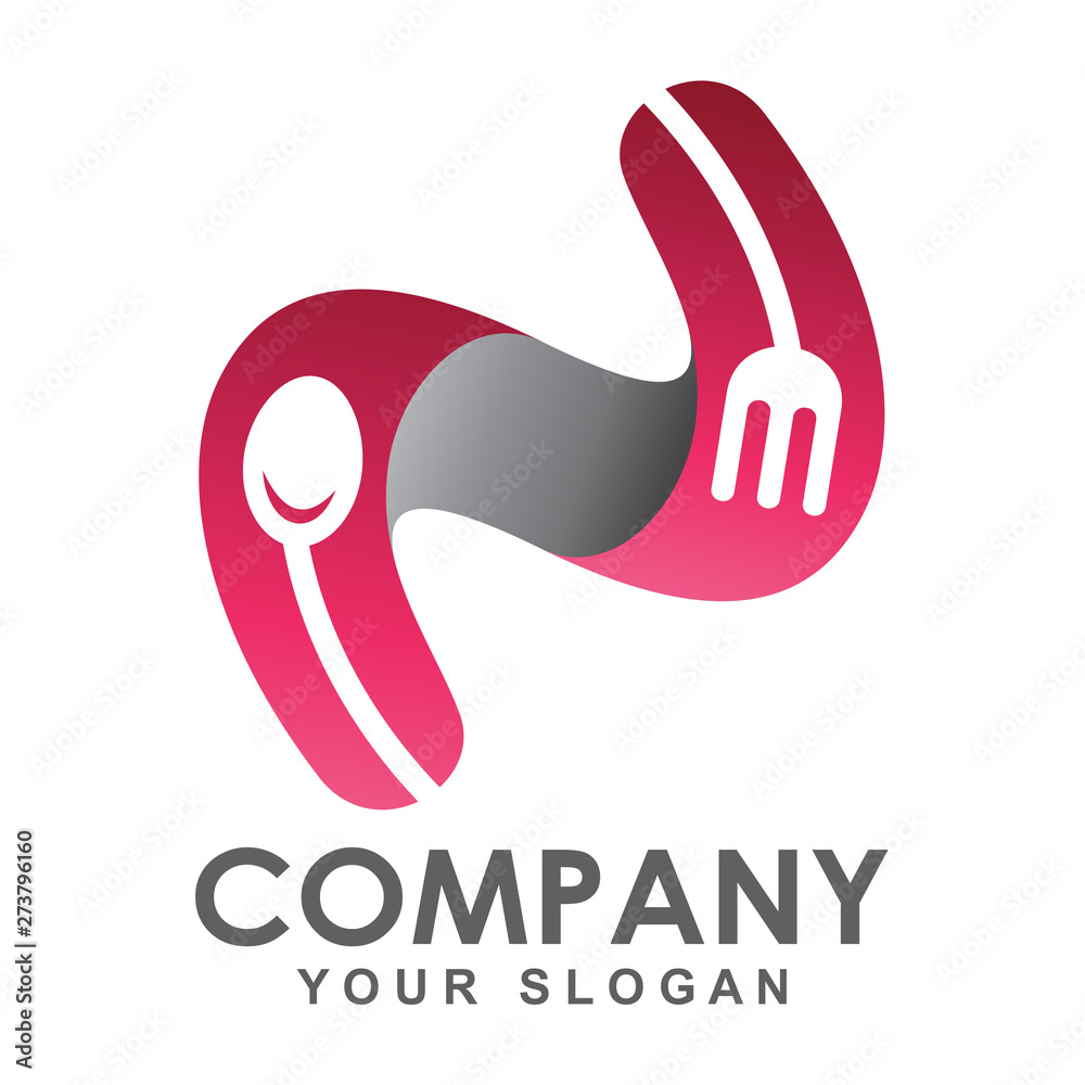 letter N logo with cutlery, logo for food business. spoon and fork logo ...