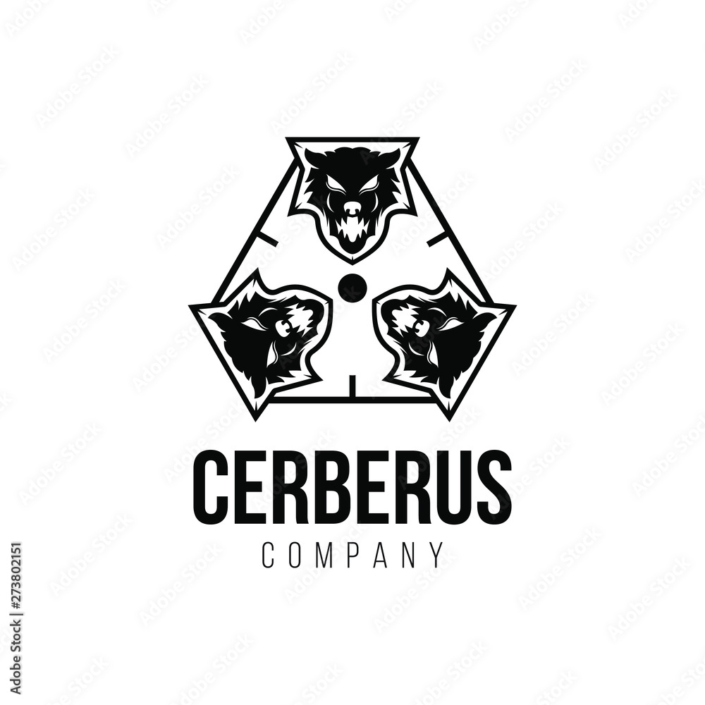 Silhouette Cerberus, Cerberus Heads Logo Design Inspiration Stock ...