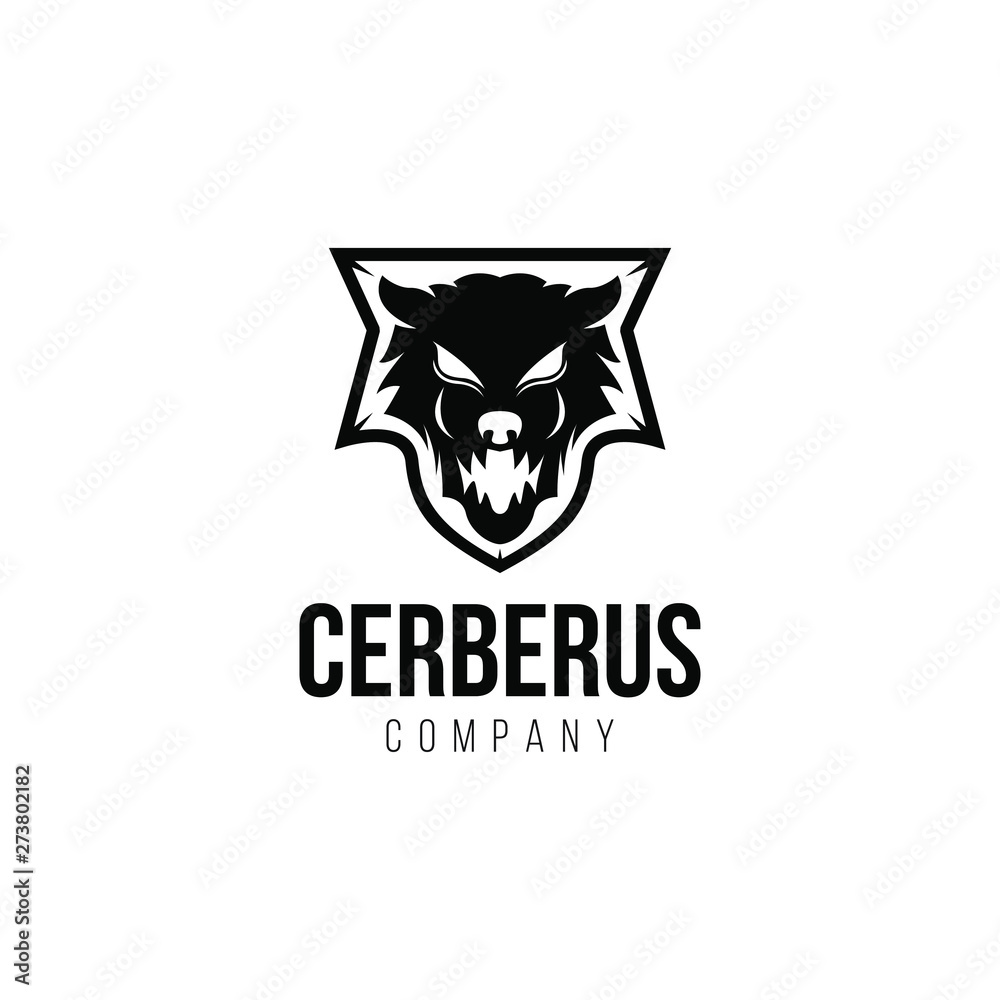 Silhouette Cerberus, Cerberus Heads Logo Design Inspiration Stock ...