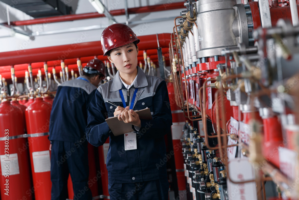 Technical personnel in the factory fire control room inspection Stock ...