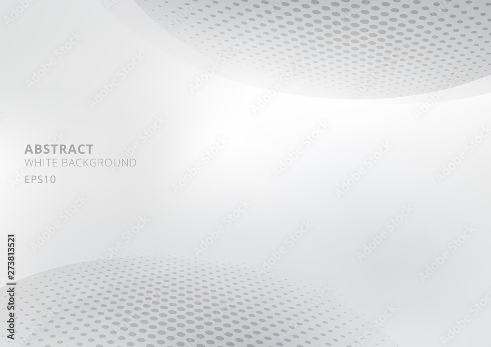 Elegant abstract white and gray gradient background with curved and ...