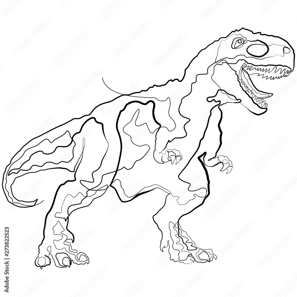 Dinosaur one line drawing. Line Art Animal Vector Illustration Stock ...