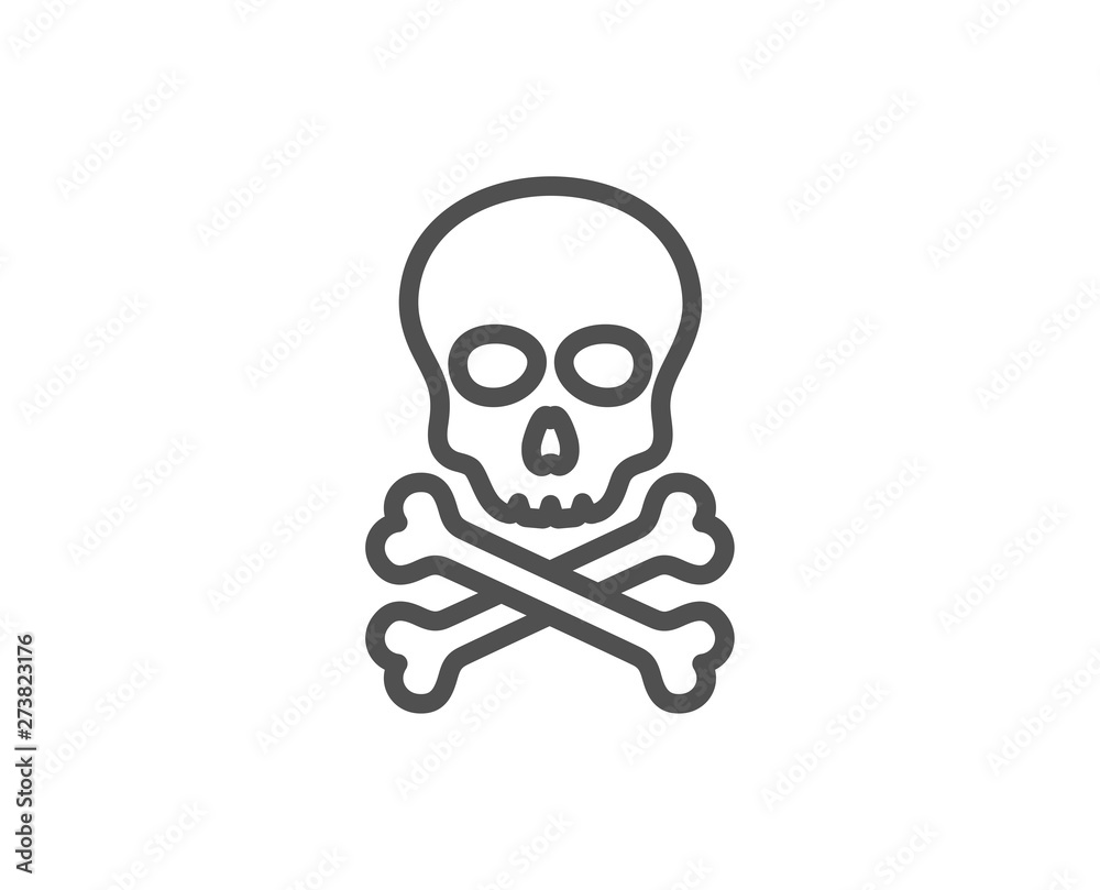 Chemical hazard line icon. Laboratory toxic sign. Death skull symbol ...