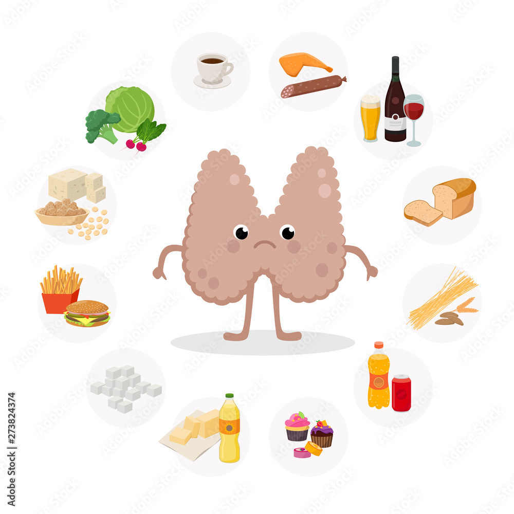 Vecteur Stock Unhappy Thyroid Gland Cartoon character vector ...