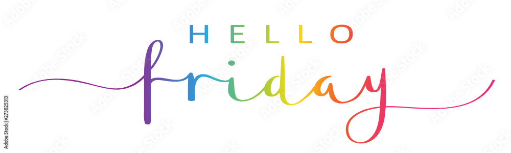HELLO FRIDAY rainbow vector brush calligraphy banner Stock Vector ...