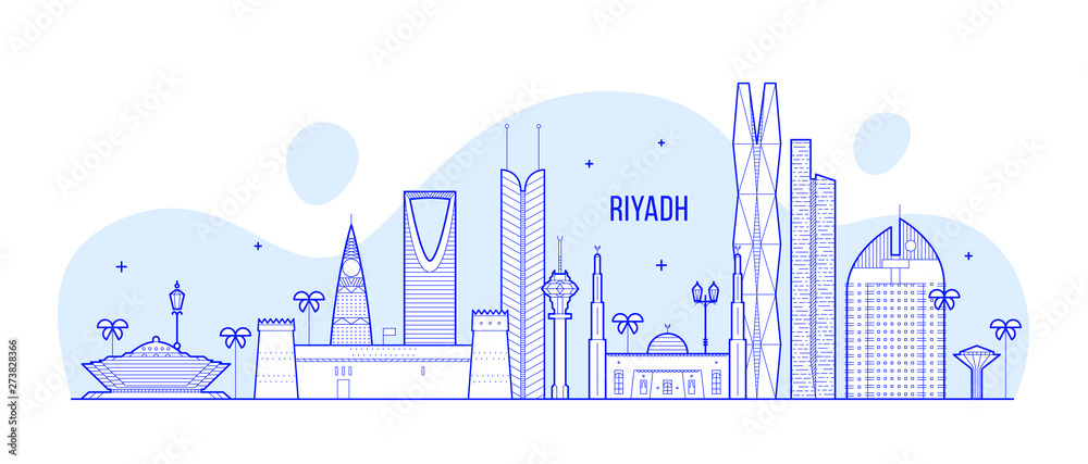 Riyadh skyline Saudi Arabia city buildings vector Stock Vector | Adobe ...