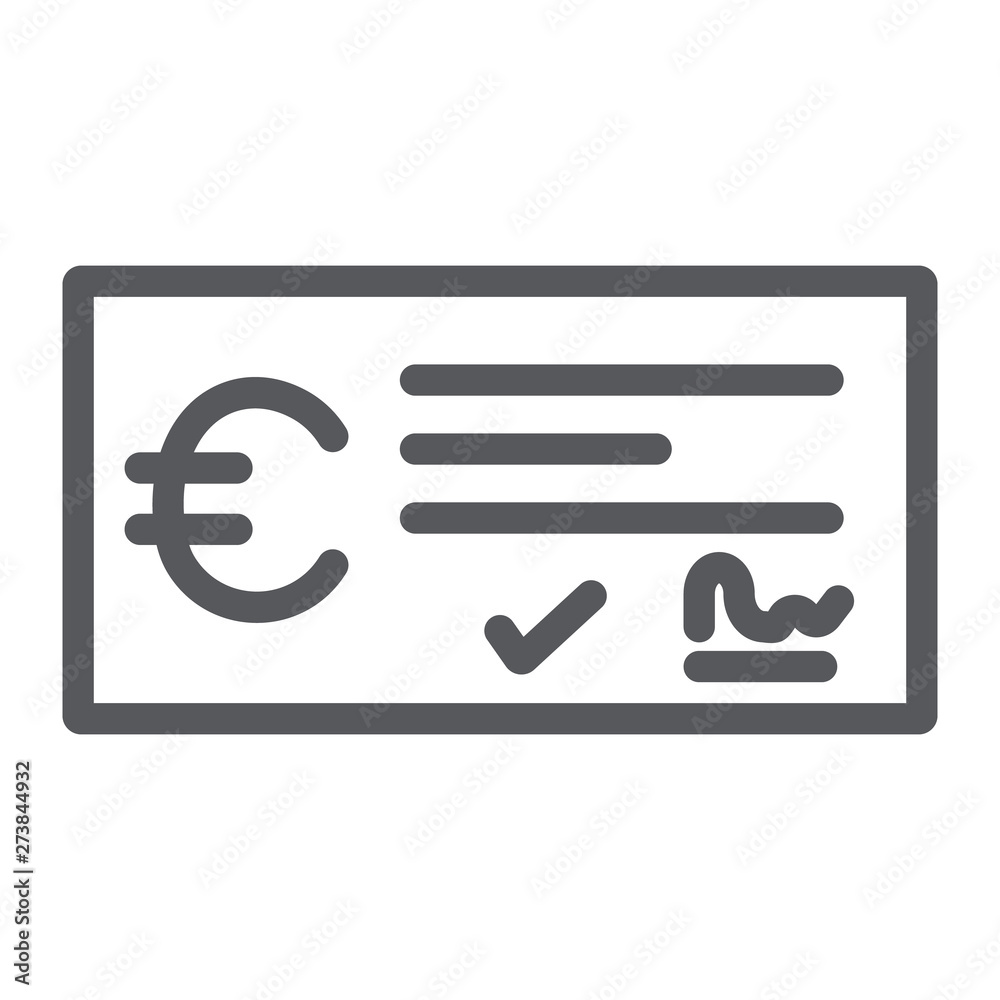 Bank check payment line icon, finance and banking, cheque sign, vector ...