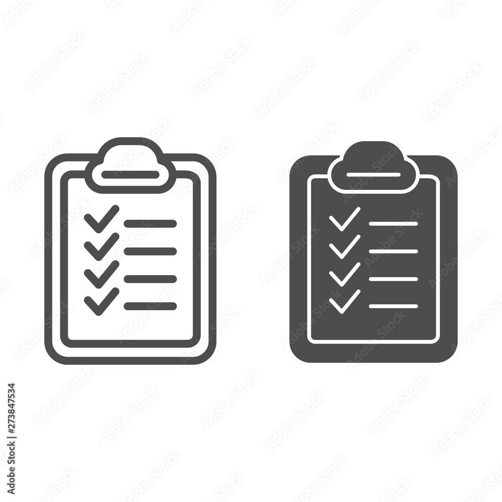 Checklist line and glyph icon. List vector illustration isolated on ...