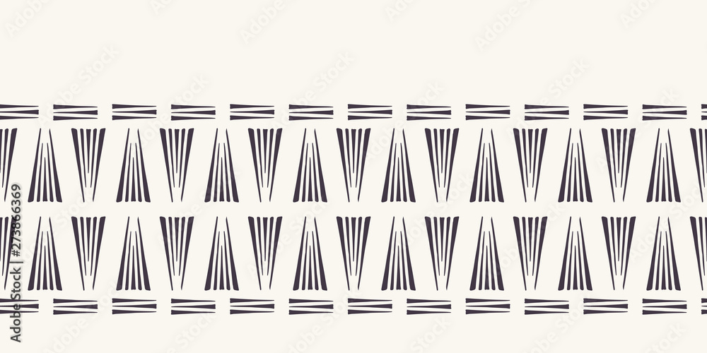Modern geometric hand drawn line triangles border. Repeating simple ...