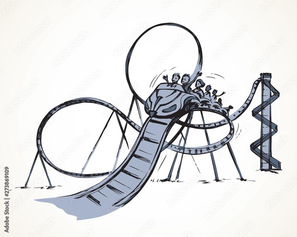 Roller coaster. Vector drawing Stock Vector | Adobe Stock