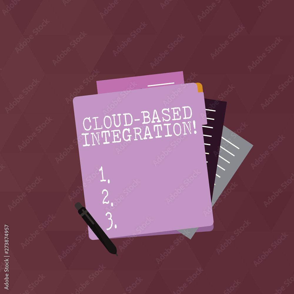 Writing note showing Cloud Based Integration. Business concept for tools and technologies that ...