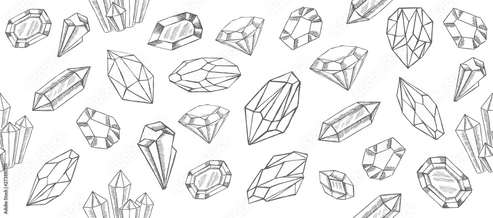 Geometric Crystals Pattern with and Minerals. Stock Vector | Adobe Stock