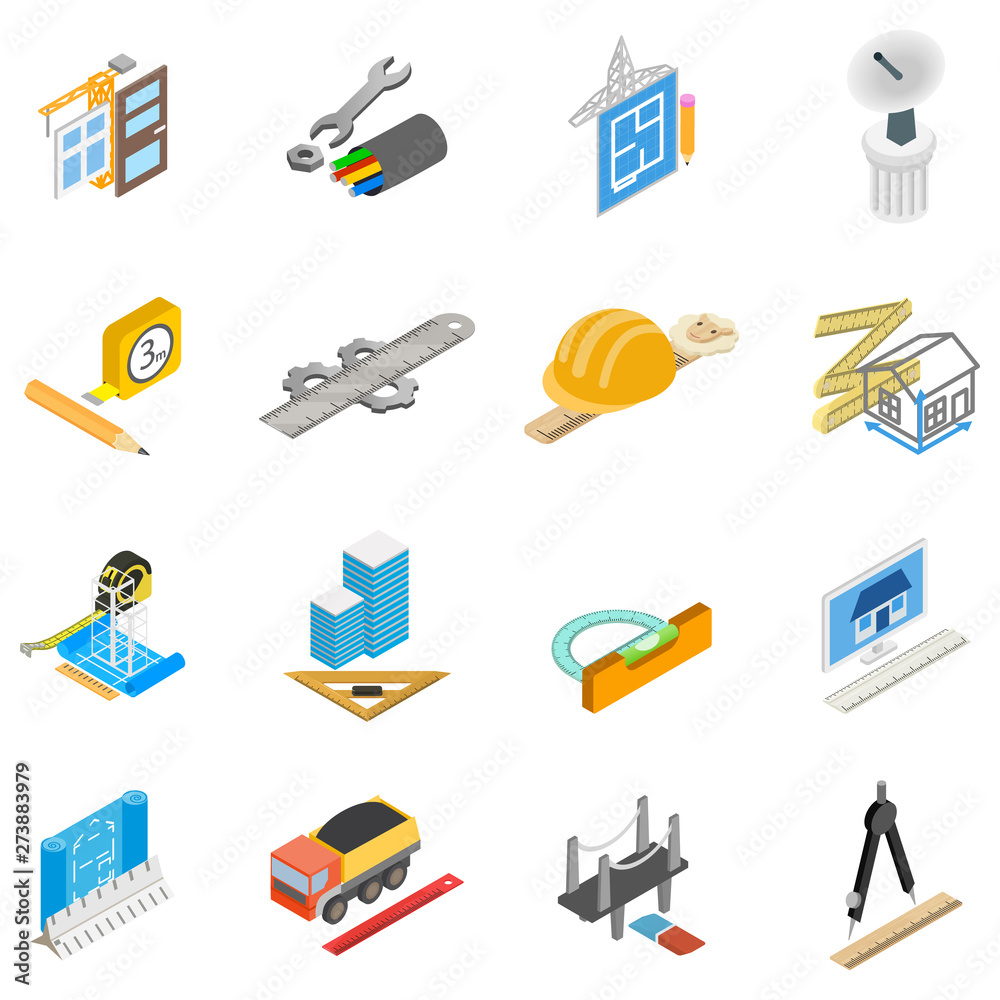 Workday icons set. Isometric set of 16 workday vector icons for web ...