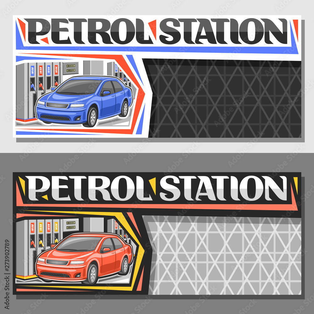 Vector layouts for Petrol Station with copy space, horizontal banners ...