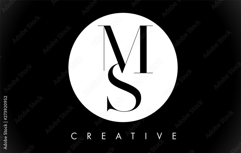 MS Letter Design Logo with Black and White Colors Vector. Stock Vector ...