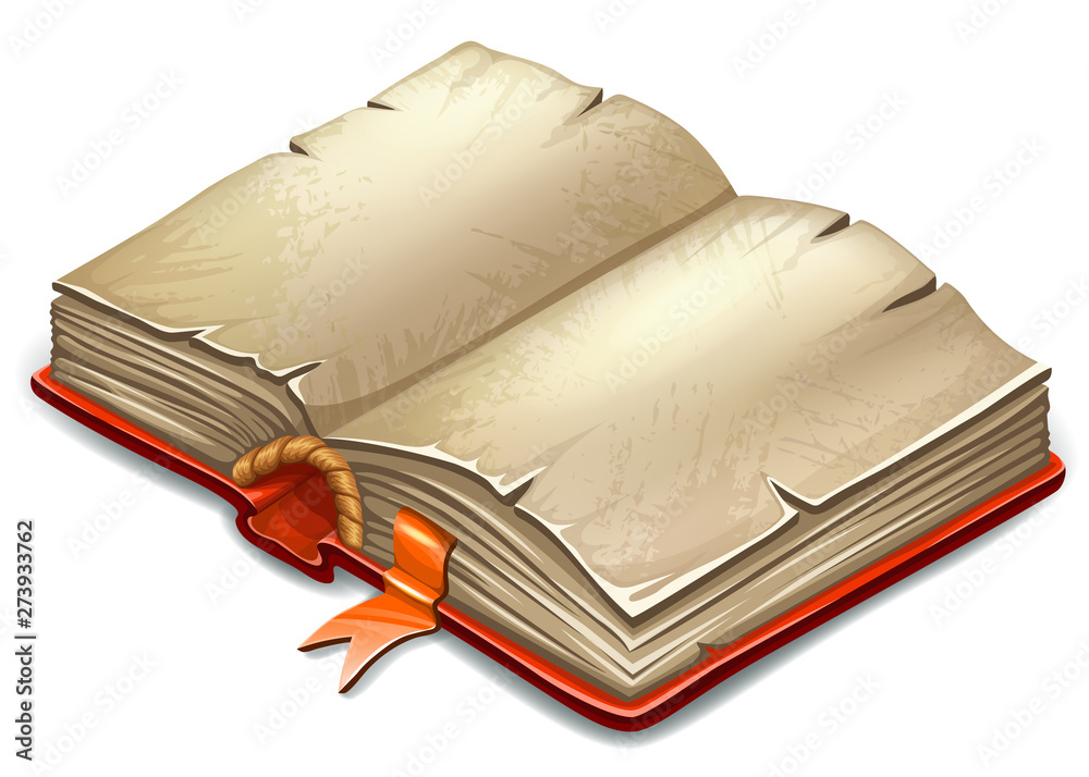 Isometric magic book for computer game. Old sheets rice paper. Fairy ...