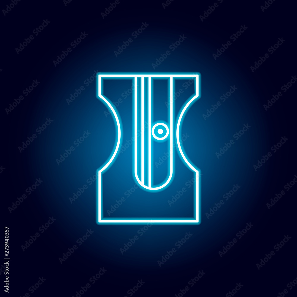 sharpener, pencil, sharping tool outline icon in neon style. elements ...