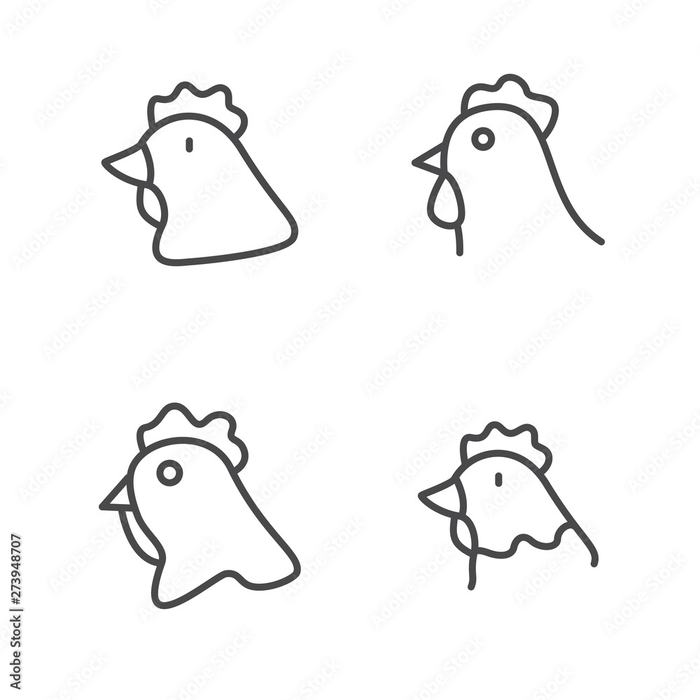 Set of chicken head vector illustration with line design suitable for ...