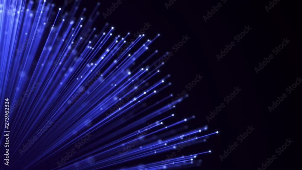 Optical fiber sheaf abstract motion background. Glowing bundle of Optic ...
