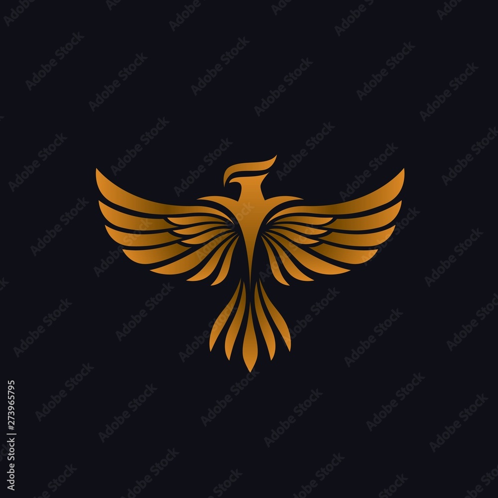 Royal golden falcon with feather wings illustration Stock Vector ...