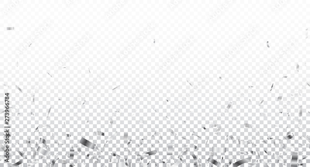 Silver confetti isolated on transparent background Stock Vector | Adobe ...