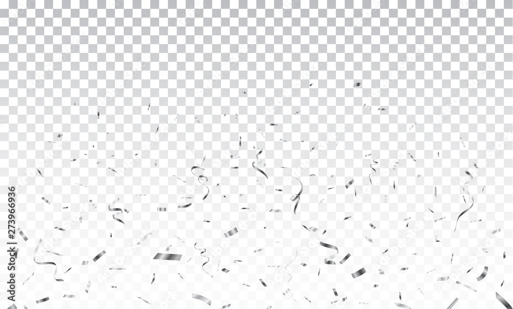 Silver confetti isolated on transparent background Stock Vector | Adobe ...