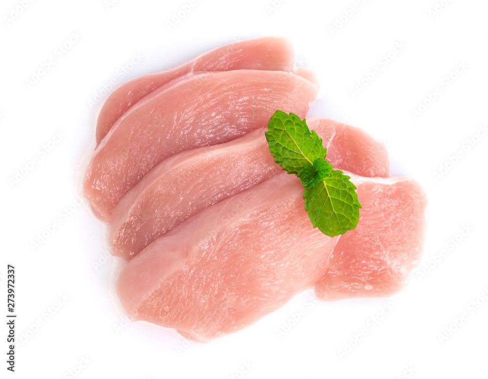 Raw chicken breast isolated on white background, ingredient for make ...