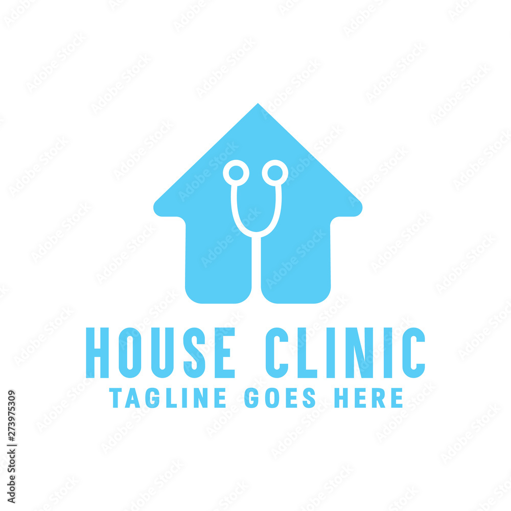 House Clinic Logo Design With Flat Style Concept. Medicial Logotype ...