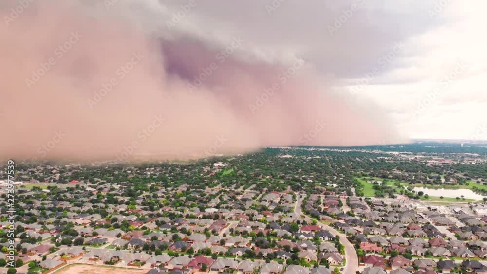 4k Ariel Footage Tilting As Drone Rises Of A Giant Dust Storm Or Haboob