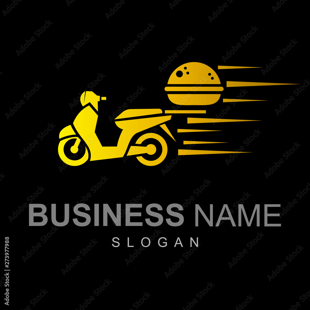 logo fast delivery service by motorcycle, scooter logo template, burger ...