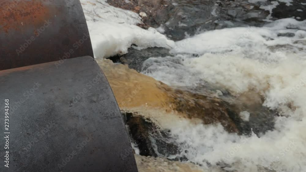 Drain pipes, environmental pollution. Drainage system flood protection ...
