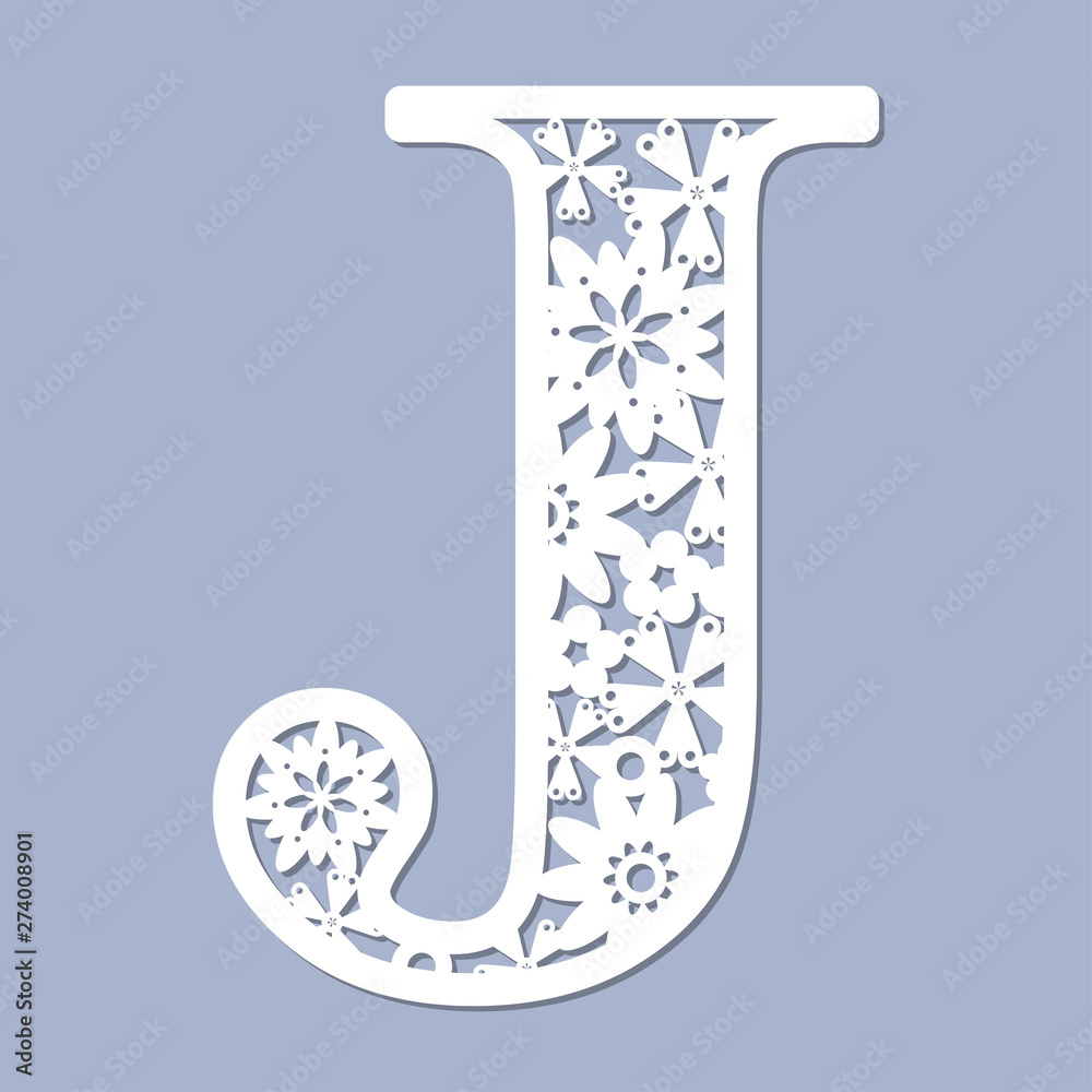 Laser cutting pattern. Letter J. Vector Stock Vector | Adobe Stock