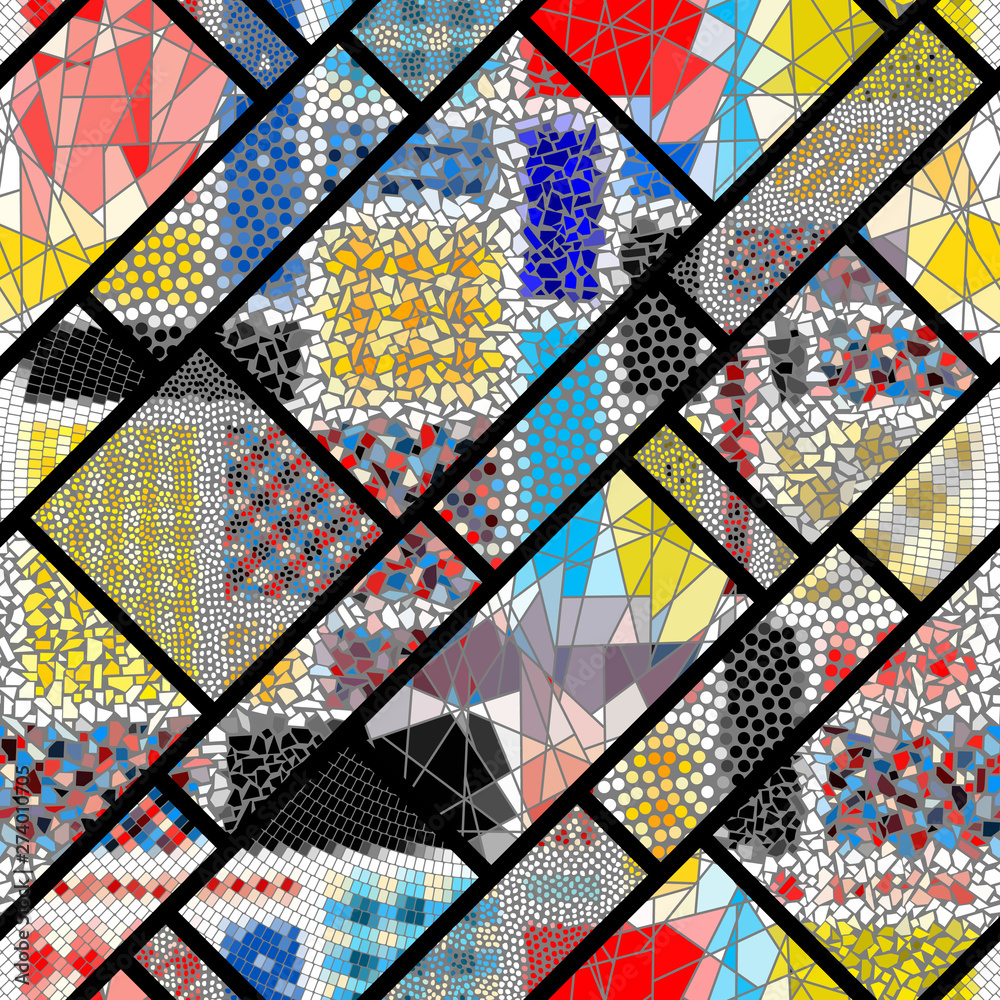 Seamless background pattern. Mosaic art pattern of rectangles of ...