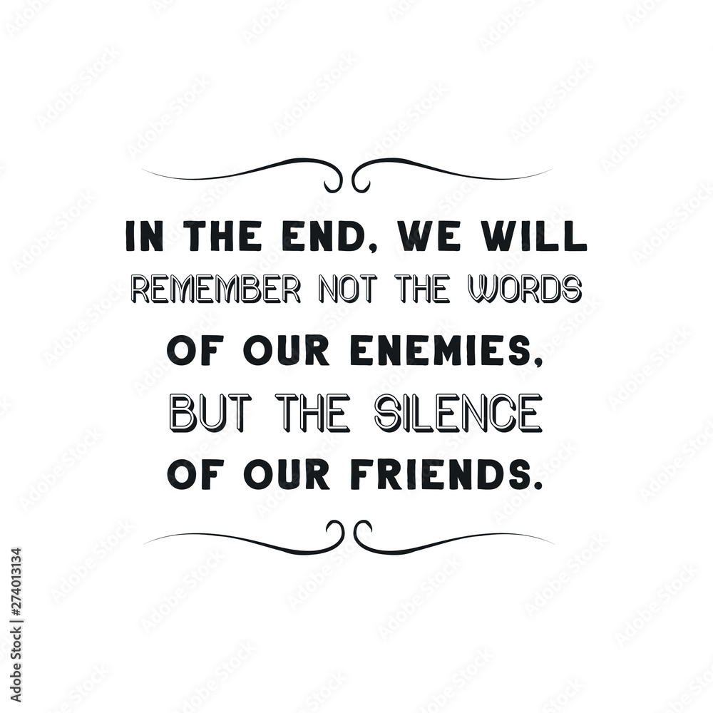 In the end, we will remember not the words of our enemies, but the ...