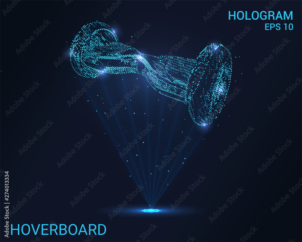 Hologram hoverboard. A holographic projection of a hoverboard ...
